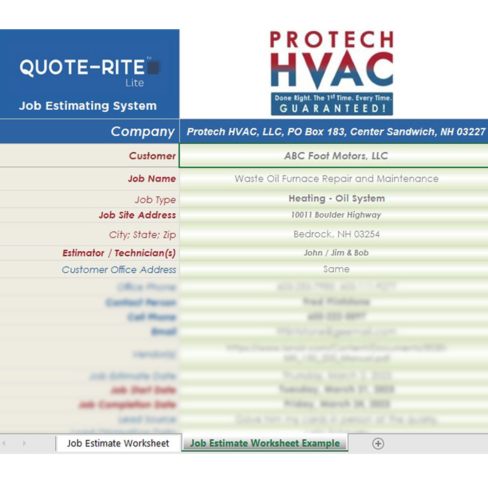 Quote-Rite Job Costing Forms – RITE-FORMS | honest business
