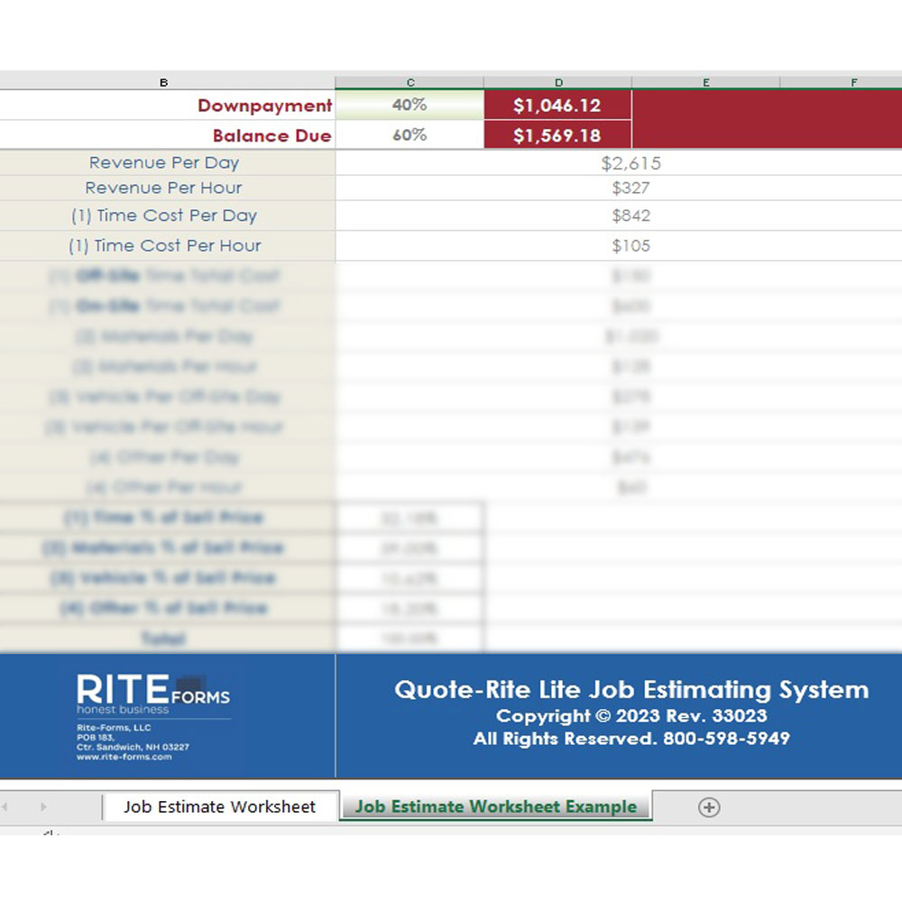 Quote-Rite Job Costing Forms – RITE-FORMS | honest business